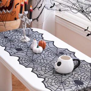 FINGERINSPIRE 1x1.7 Yard Black Spider Web Fabric Halloween Fabric Spider Mesh Polyester Decorative Fabric Garment Accessories for Upholstery Tablecloth Halloween Birthday Party Clothes Decoration