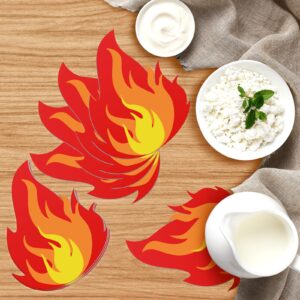 Tenceur 50 Pcs Fire Placemats Fire Party Supplies 10.9 x 9.2'' Disposable Fire Shaped Table Place Mats Fire Flame Placemats for Fire Truck Firefighter Birthday Party Decorations