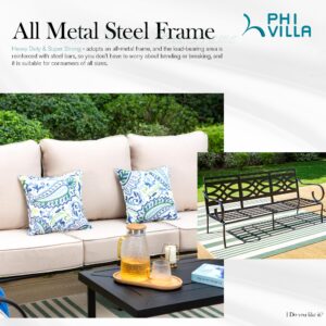 PHI VILLA Outdoor Patio Swivel Sofa Chairs Set of 2, Metal Patio Furniture Armchair,360°Rotating Basic with 5.5" Thicken Cushions(Outdoor Sofa Complementary Set)