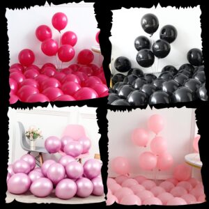 Enanal Pink and Black Balloon Garland Arch Kit, 153pcs Black Magenta Baby Pink and Chrome Pink Balloons for Girls Birthday Decoration Sweet 16 Party Supplies Bridal Shower Graduation Decor (Pink)