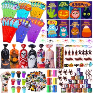 436 pcs 24 pack assorted halloween stationery set, halloween party favors for kids, halloween classroom prizes supplies goodie bag stuffers fillers, including halloween themed assorted stationery