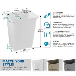 Rok Hardware Single 36 Quart Capacity Gray Plastic Waste Recycle Bin, Replacement Garbage Can Container for ROKRECYCLE3 Kitchen Cabinet Pull Out Organizer Trash and Recycling Center, ROKRECYCLEGBIN