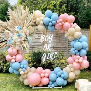 diy gender reveal party decorations-138pcs pink and blue balloon garland kits for gender reveal balloons backdrop wall birthday party supplies bridal shower decor boy girl baby shower decorations