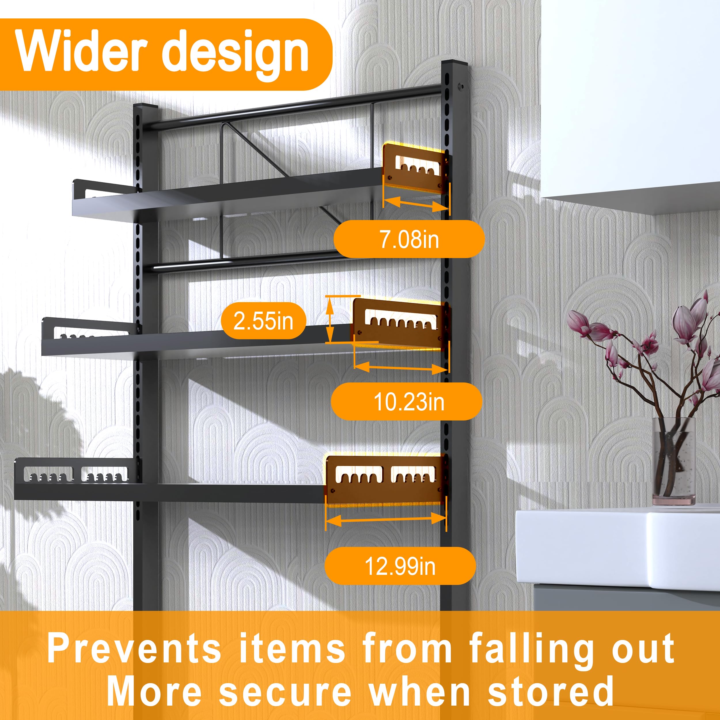 Virgorack Multifunctional Storage Three-Tier Adjustable Height Laundry Room Shelf Space Saving Organizer