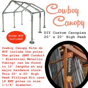 Carport Kit, 20' x 20' High Peak Canopy Fittings, DIY Metal Carport Frame Parts, 1-1/2" EMT Fittings