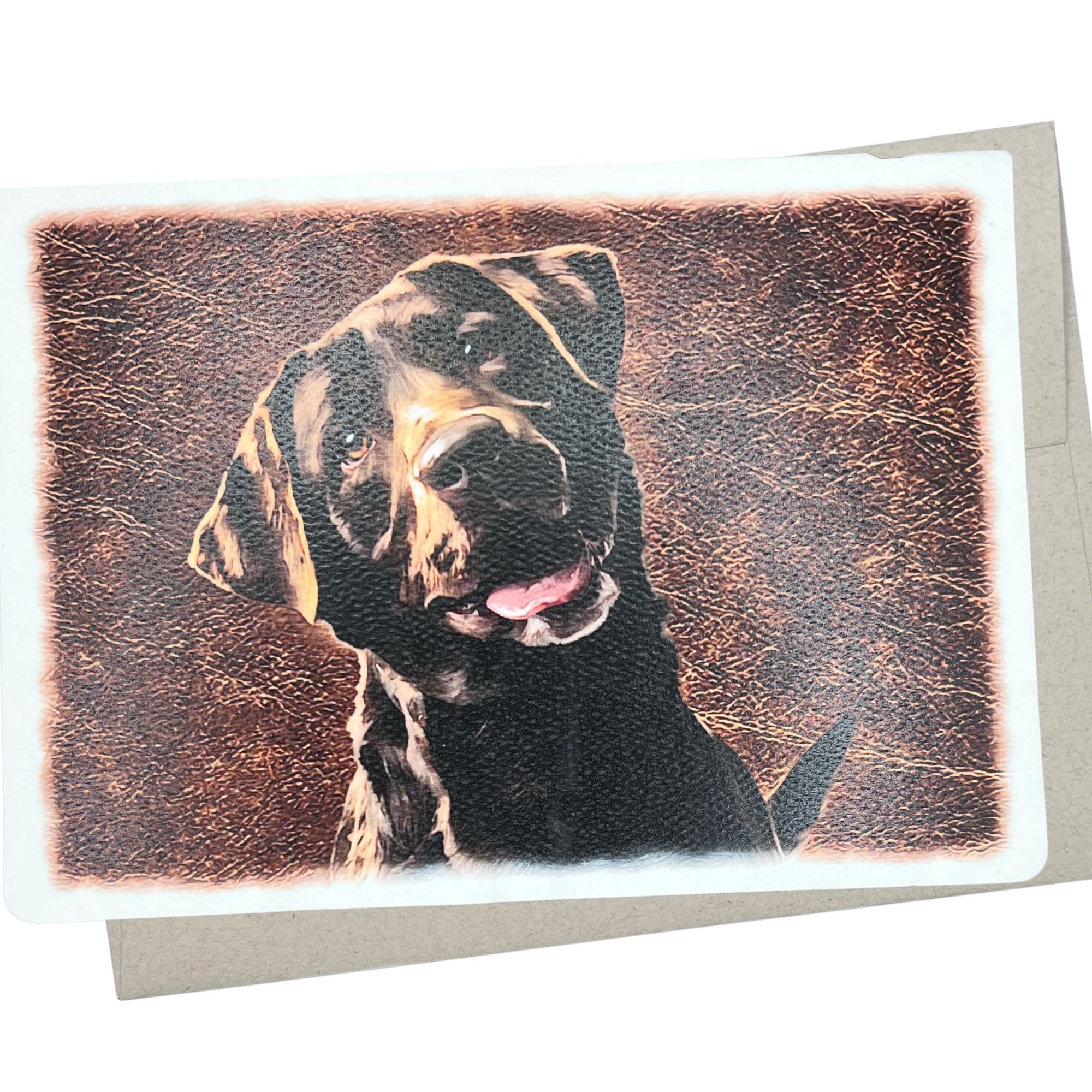 Groomers Margins Chocolate Lab Card with Envelope (7X5 Inches and Blank Inside for All Occasions) Chocolate Labrador Retriever Card from Dog, Birthday Card, Thinking of You Notecard, etc. - 192