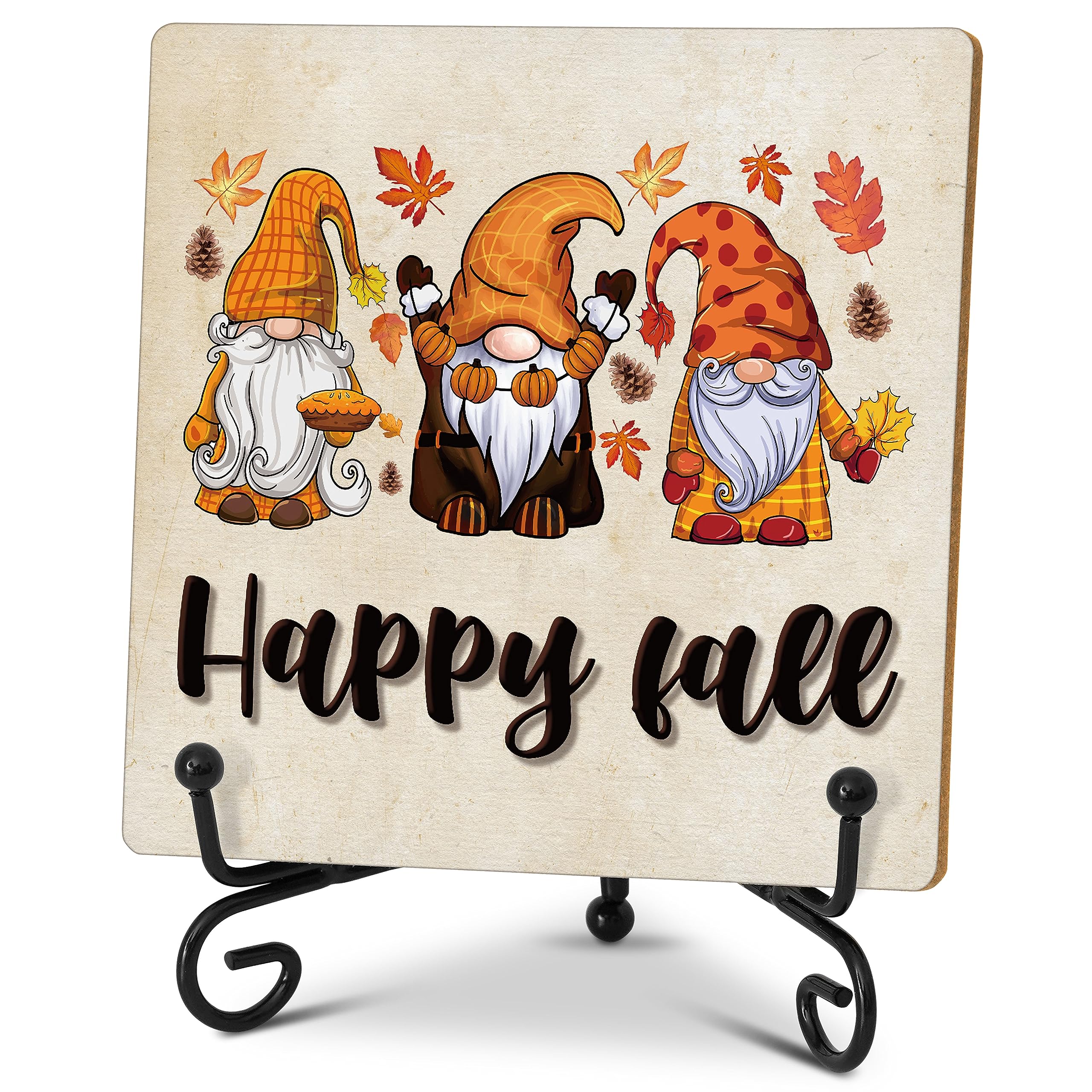 Thanksgiving Gifts for Women Men, Country Happy Fall Gnome Home Office Desk Decor, Autumn Desk Sign for Home Bedroom Living Room Office Garden - C42