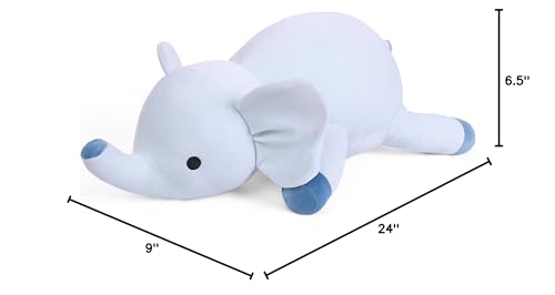 WeBingo 24" | 4.2 Pounds Blue Elephant Weighted Stuffed Animals - Cute Weighted Plush Toy Comfort Weighted Plush Pillow Gifts for Kids & Adults (24" | 4.2 lbs, Blue Elephant)