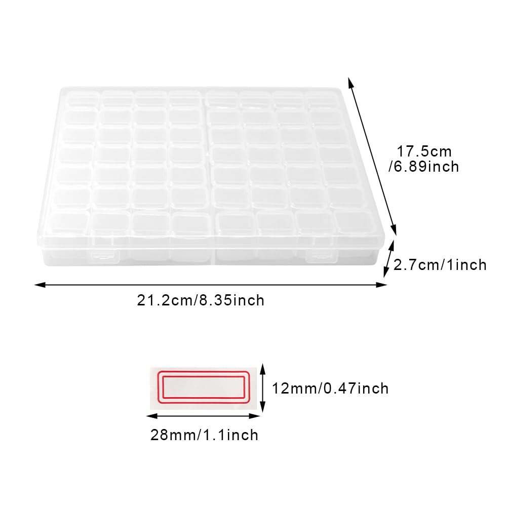 Serveyou 56 Grids Plastic Organizer Box with Dividers,Bead Organizer Box,8.35x6.89x1Inch Clear Portable with Label for Storage Beads, Crafts, Jewelry, Fishing Tackle