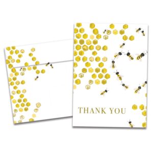 tree-free greetings - thank you greeting card - artful designs - 1 card + matching envelope - made in usa - 100% recycled paper - 5"x7" - bee kind (go64527)