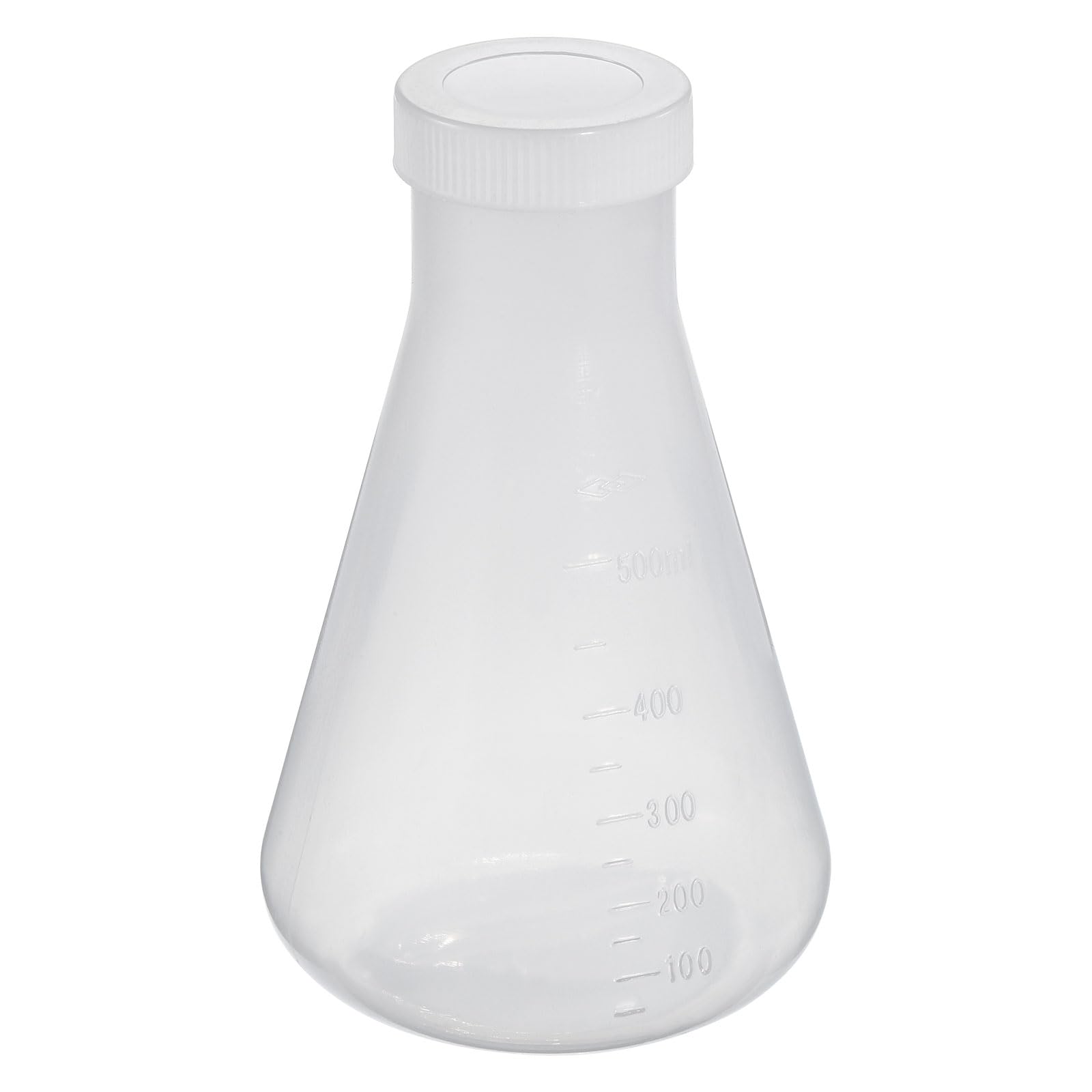 PATIKIL 500ml Plastic Erlenmeyer Flask with Screw Caps, 1 Pack Narrow Mouth Conical Flask for Laboratory, Clear