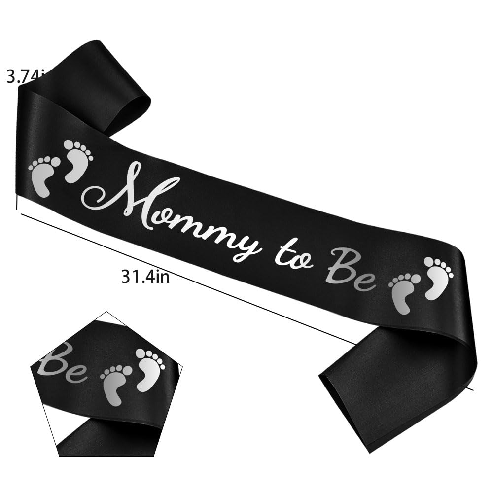 GDTO8820 2pcs Mommy To Be & Daddy To Be Baby Shower Sash Black, Baby Shower Party Gifts for New Mom Dad Gender Reveal Supplies Decorations Favors