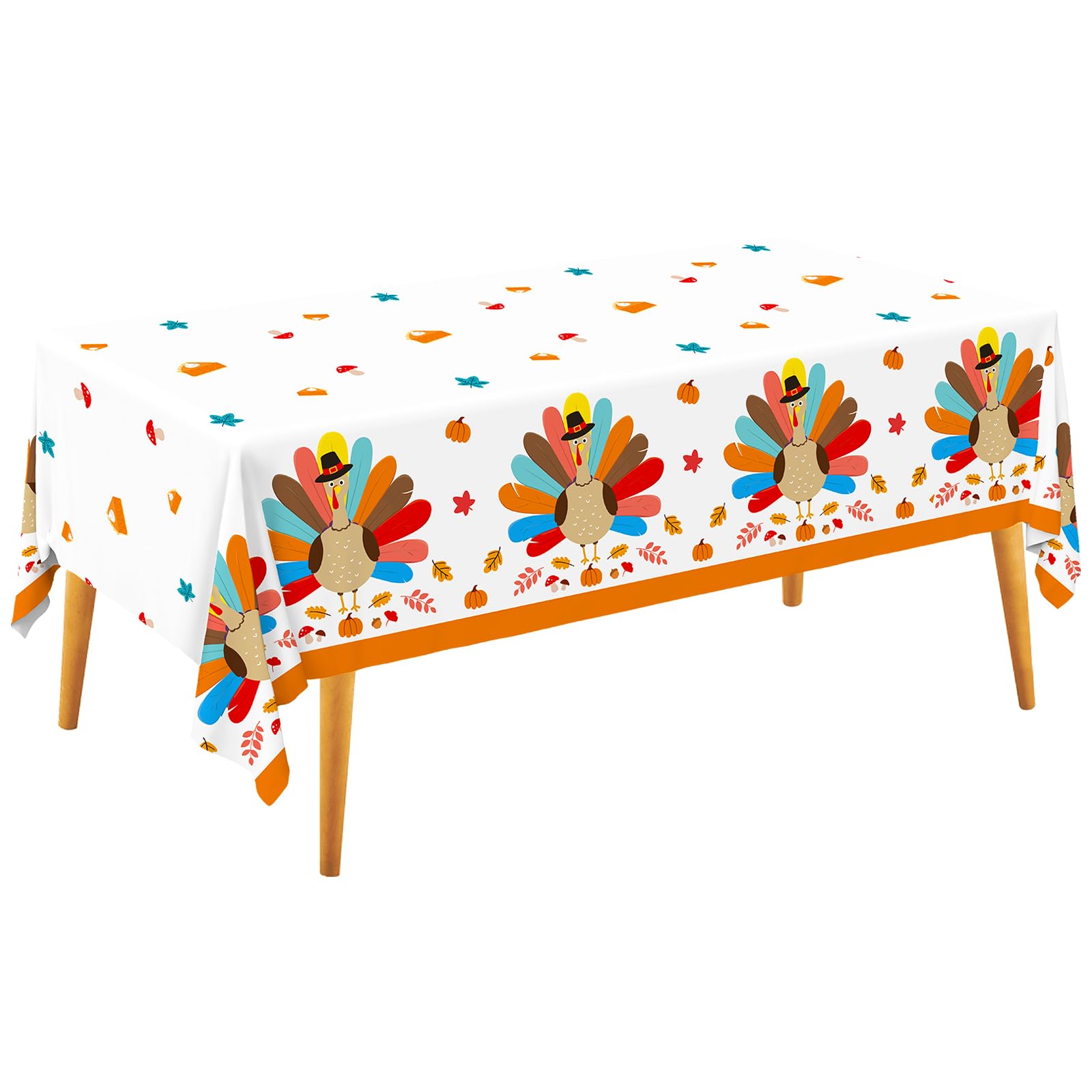 Gatherfun Turkey Thanksgiving Party Supplies - 3 Pack Disposable Plastic Tablecloth, 54”x108” Table Cover Ideal for Autumn and Thanksgiving Party Decorations