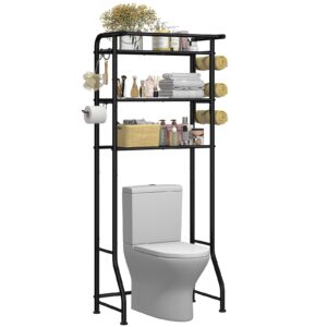 simple trending 3 tier over the toilet rack, shelf bathroom, bathroom stand organizer space saver, black