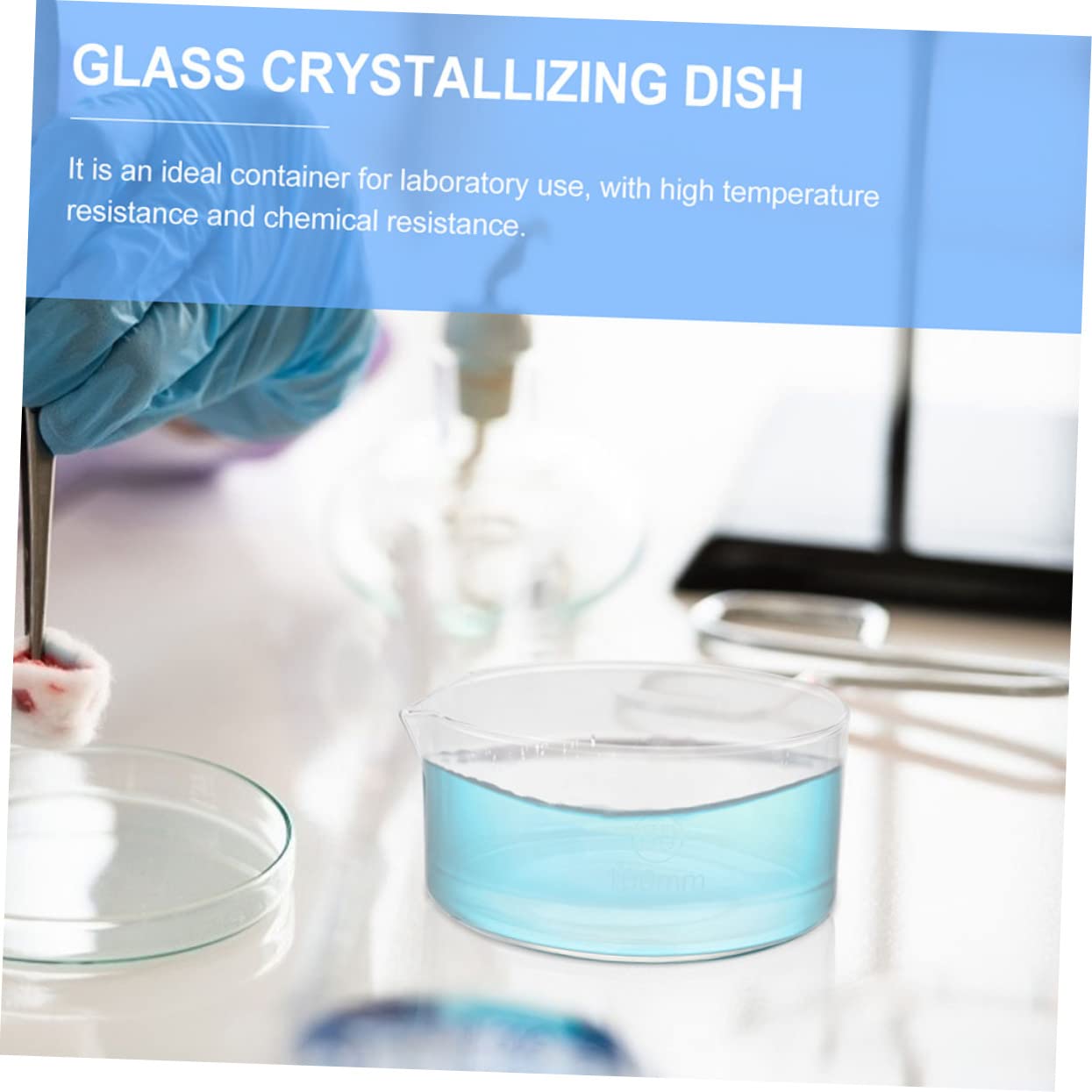 FUNOMOCYA Glass Crystallization Dish for Laboratory Use High Borosilicate Glass Storage Dish with Spout Ideal for Monomer and Scientific Experiments Size