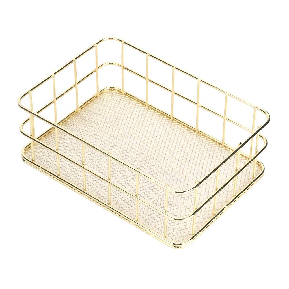 QANYEGN Storage Basket, ld Desktop Metal Storage Basket, Iron Grid Storage Tray, Net Basket Storage Bins for Home(Small Size)