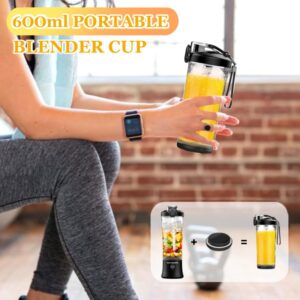 WIZTRONIX Cordless 21oz Portable Blender BPA Free With Personal Blender Cup, Best For Smoothie, Shakes, and Cocktails, With Durable Stainless Steel Blades, USB-C Rechargeable in Peach - Black