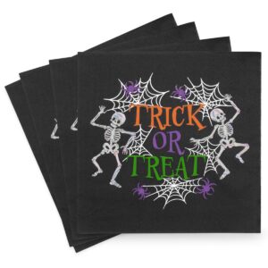 xo, fetti halloween trick or treat napkins - 3-ply, 25 pcs | happy halloween party decorations, spiderweb supplies, spooky tableware