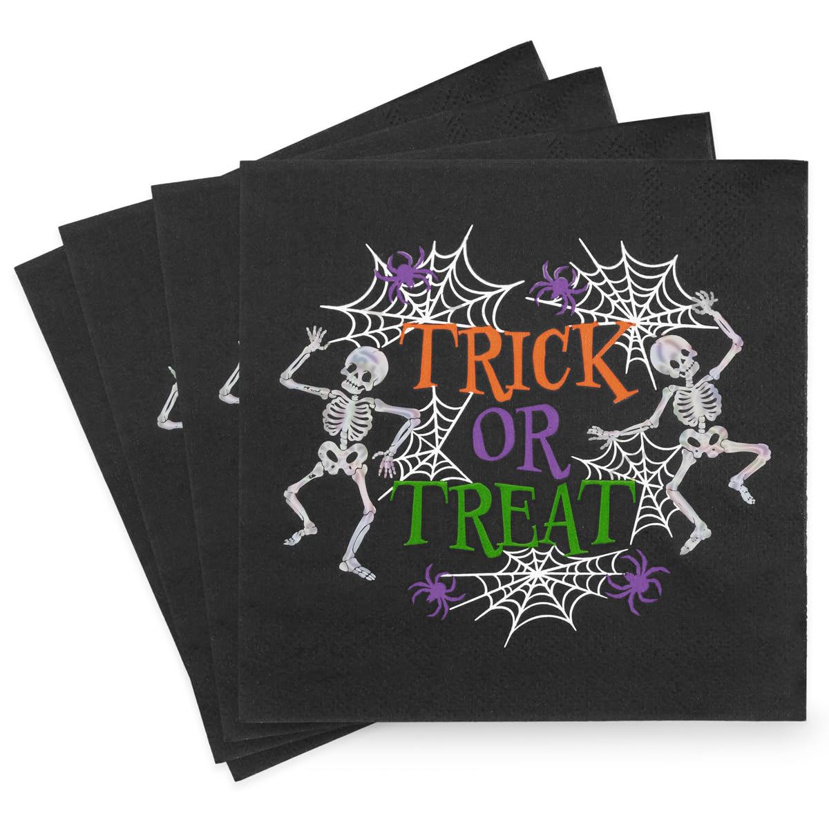 xo, Fetti Halloween Trick or Treat Napkins - 3-ply, 25 pcs | Happy Halloween Party Decorations, Spiderweb Supplies, Spooky Tableware