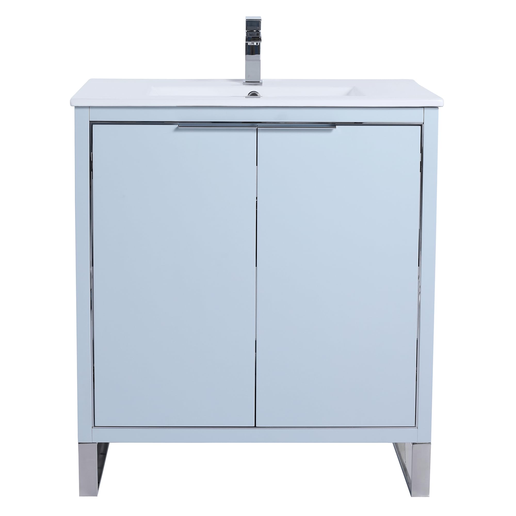 Fine Fixtures Opulence Collection 30 in. W x 18 in. D x 33 in. H Bathroom Vanity in Pastel Blue with White Ceramic Sink - Chrome Hardware