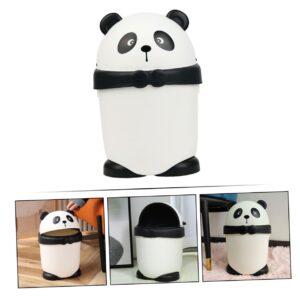 FUNOMOCYA 's Room Small Dinosaur Trash Can Mini Trashcan Desk Garbage Can Car Trash Can with Lid Bedroom Trash Can Waste Container Waste Paper Basket Plastic Cartoon Waste Bin Panda