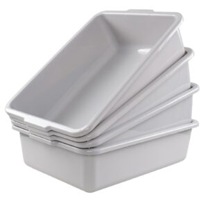 oymlclivisa 25 l plastic commercial bus tubs, restaurant bus boxes, gray, 4 packs