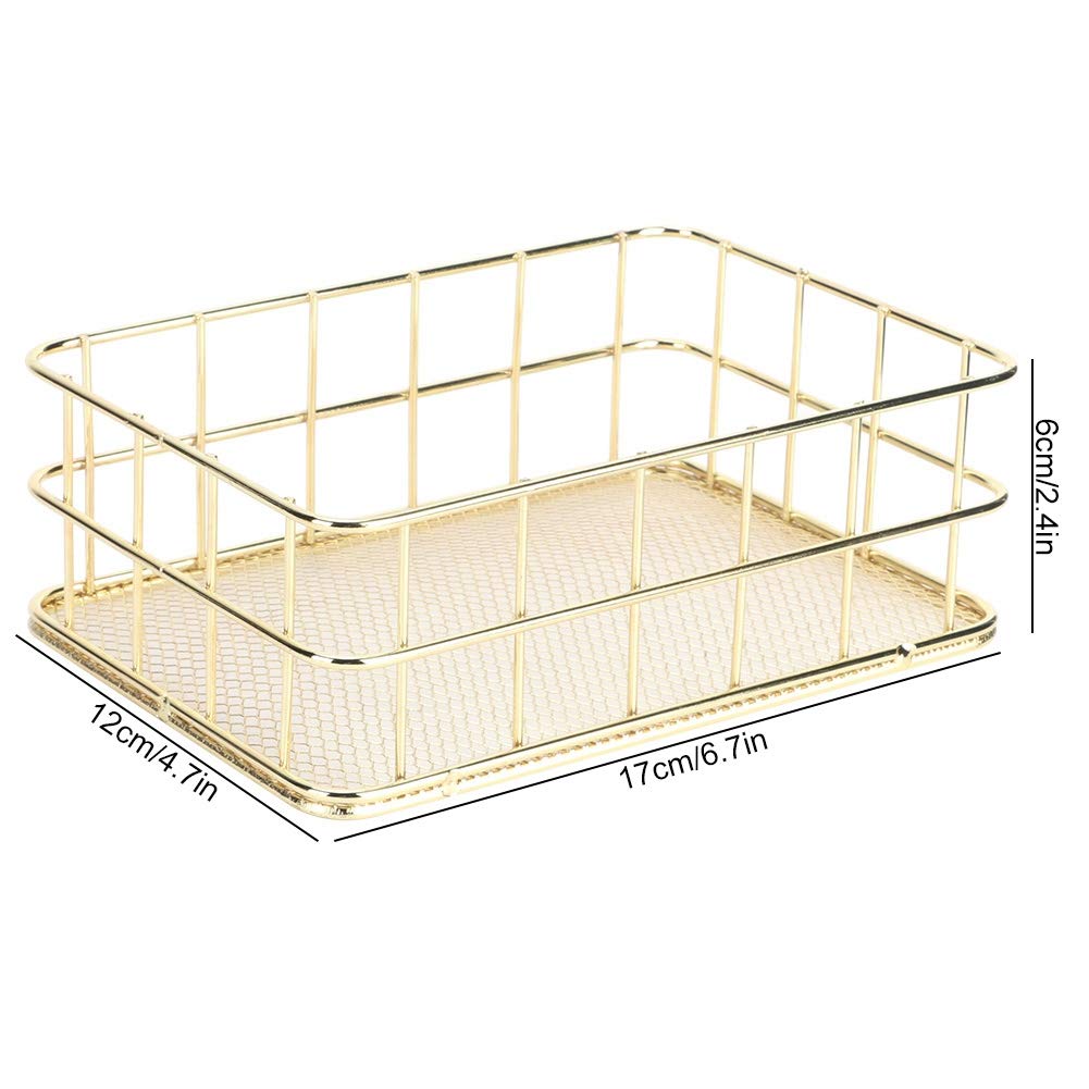 QANYEGN Storage Basket, ld Desktop Metal Storage Basket, Iron Grid Storage Tray, Net Basket Storage Bins for Home(Small Size)