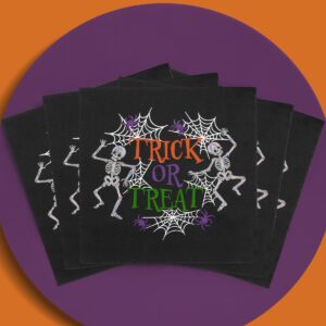 xo, Fetti Halloween Trick or Treat Napkins - 3-ply, 25 pcs | Happy Halloween Party Decorations, Spiderweb Supplies, Spooky Tableware