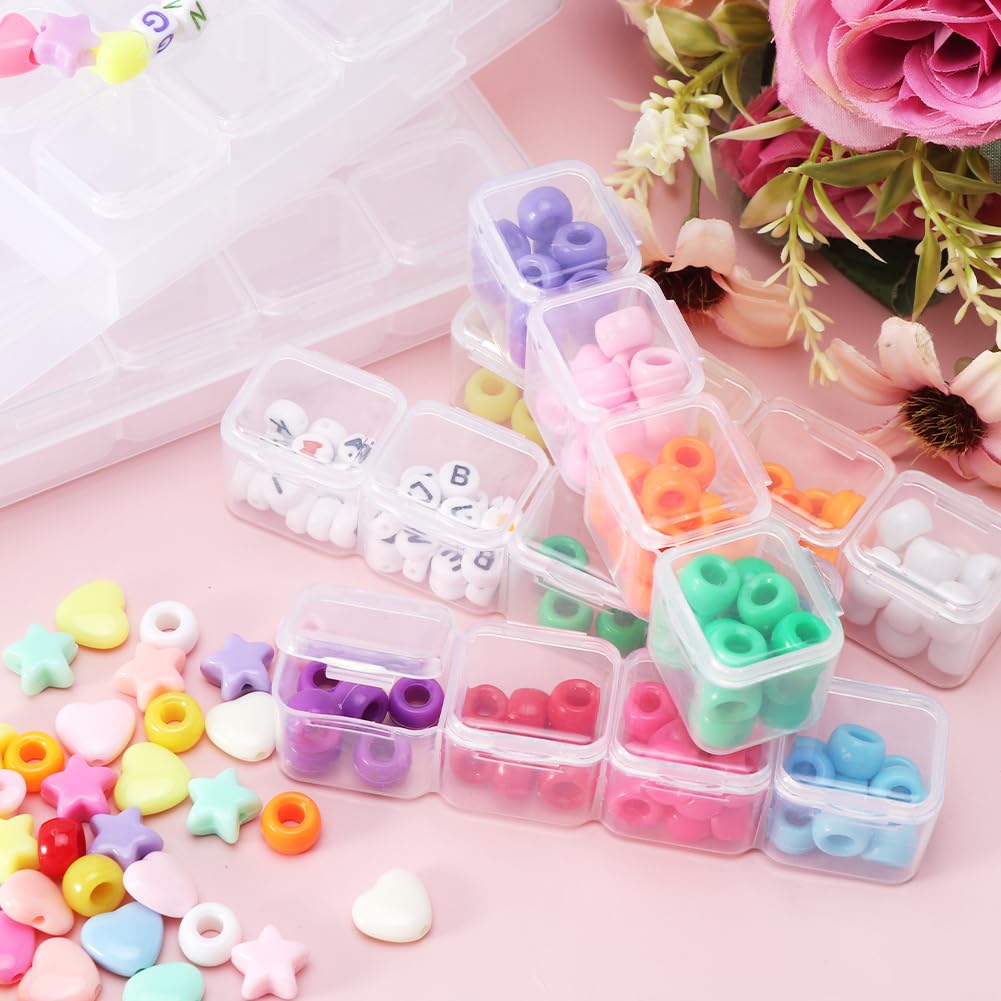 Serveyou 56 Grids Plastic Organizer Box with Dividers,Bead Organizer Box,8.35x6.89x1Inch Clear Portable with Label for Storage Beads, Crafts, Jewelry, Fishing Tackle