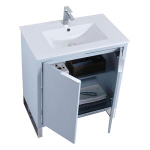 Fine Fixtures Opulence Collection 30 in. W x 18 in. D x 33 in. H Bathroom Vanity in Pastel Blue with White Ceramic Sink - Chrome Hardware