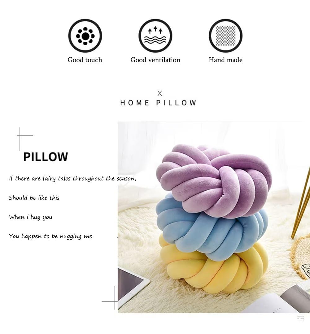 Youjiayi Knot Pillow Ball Round Cushion Decoration Knotted Throw Pillows Sofa Floor Car Pillow Back Cushion Kids Toys,Ivory