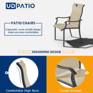 UDPATIO Patio Dining Chairs Set of 4, Outdoor Textilene Dining Chairs with High Back, Patio Furniture Chairs with Armrest, Metal Frame for Lawn Garden Backyard Deck, Brown