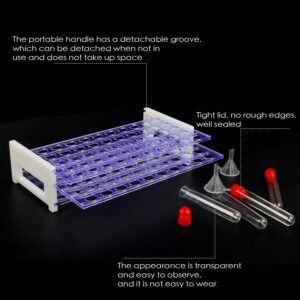 Test Tubes with Rack,50 Pack Clear Plastic Test Tubes16x100mm - with Secure Caps & Durable Holder Rack, Ideal for Scientific Experiments, Candy Beads Sample Storage, Kids Party Supplies (16x100mm)