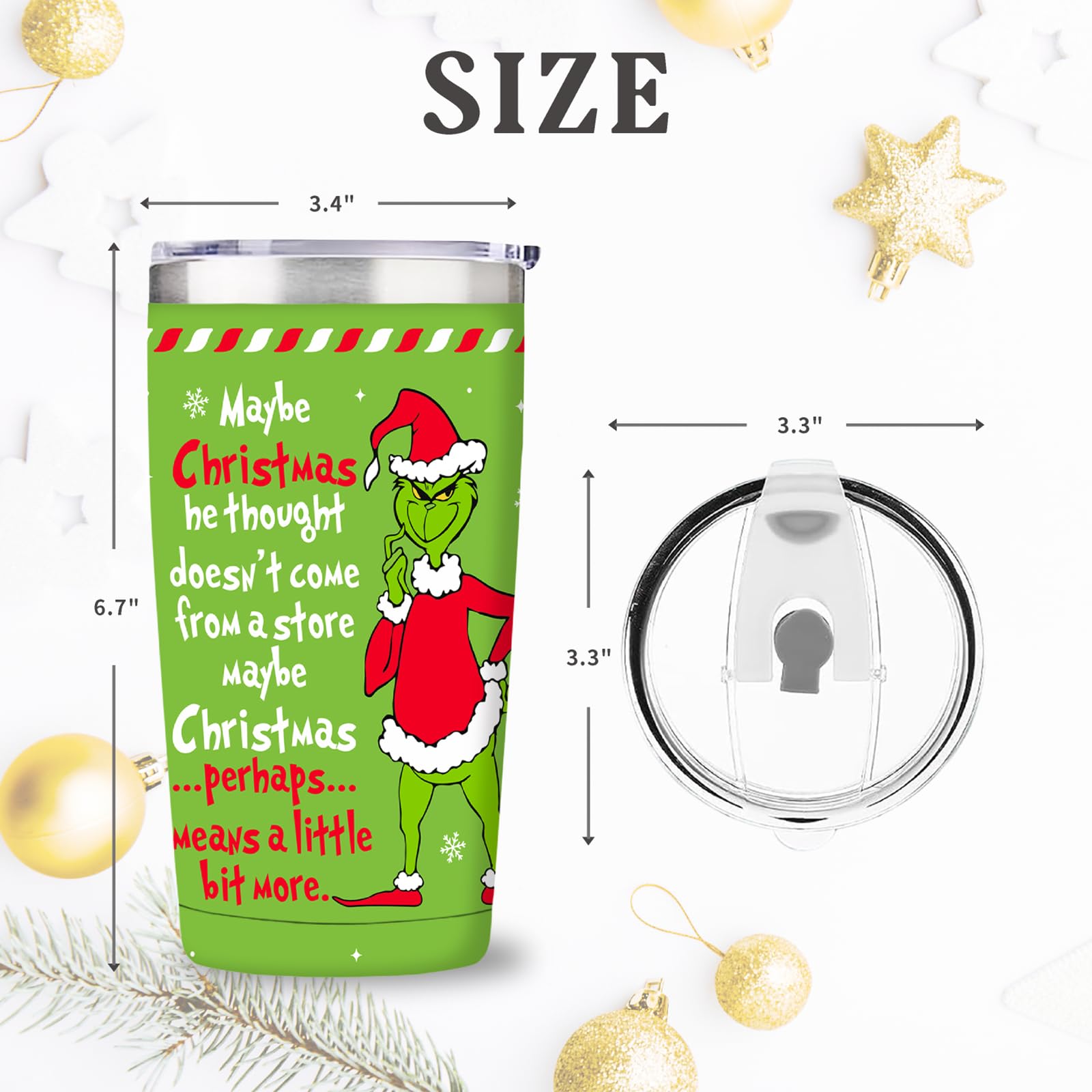 Arsemica Funny Christmas Tumbler, 20 oz Stainless Steel Insulated Travel Tumbler, Christmas Coffee Mug with Lid, Xmas Cups Keep Drinks Cold & Hot, Novelty Christmas Gifts for Women Men Coworkers