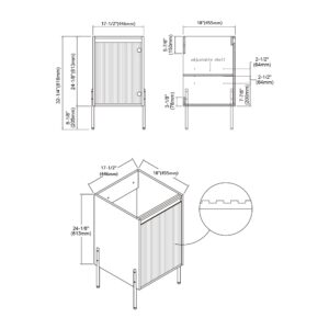 Dowell 18" Inch White Small Bathroom Vanity with Resin/Gel Sink Combo, Narrow Modern Bathroom Cabinet with Soft-Close Door, Freestanding Single Bathroom Vanity Set - 002 Series