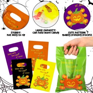 300 Pcs Halloween Religious Pumpkin Candy Bags for Kids Bulk Christian Jesus Bible Gift Goody Bags Halloween Trick or Treat Bags for Halloween Party Favor