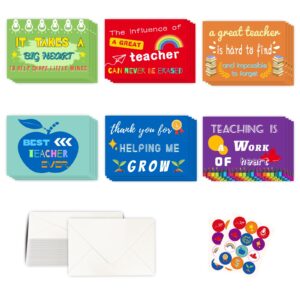 emzrivo 24 pcs teacher appreciation cards teacher thank you cards with envelopes and stickers thank you cards for teacher gift cards bulk teacher card for thanksgiving christmas day, 4 x 6 inches