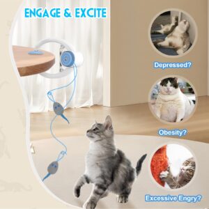 Kezlume Cat Toy Interactive for Indoor Cats, Smart USB Rechargeable Door Hanging Automatic Retractable Kitten Toys, Teaser Electronic Self Play Feather Cat String Toy Attached with 3 Catnip Mice White