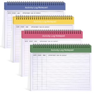 kisston 4 pcs activity log notepad daily activity log book 8.5 x 11 inches daily to do list notebook planning pad spiral bound log book for work boosting productivity(bright color, activity)