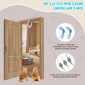 Kezlume Cat Toy Interactive for Indoor Cats, Smart USB Rechargeable Door Hanging Automatic Retractable Kitten Toys, Teaser Electronic Self Play Feather Cat String Toy Attached with 3 Catnip Mice White