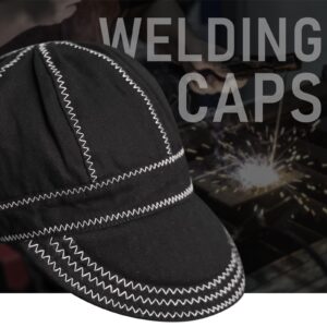 YESWELDER Welding Cap, Black 7-1/4", Heat-Resistant Reversible Protective Welders Cap