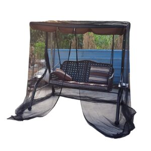 patio swing mosquitoss net, outdoor swing chair mosquitos net, polyester mesh screen with zipper opening and roof waterproof patio mesh mosquitos netting for 2 person (#1)