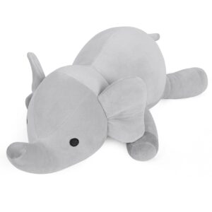 wepop weighted stuffed animals, 24in giant weighted elephant plush toys, 4.2lb cute soft plushie throw pillows, birthday for kids (gray)