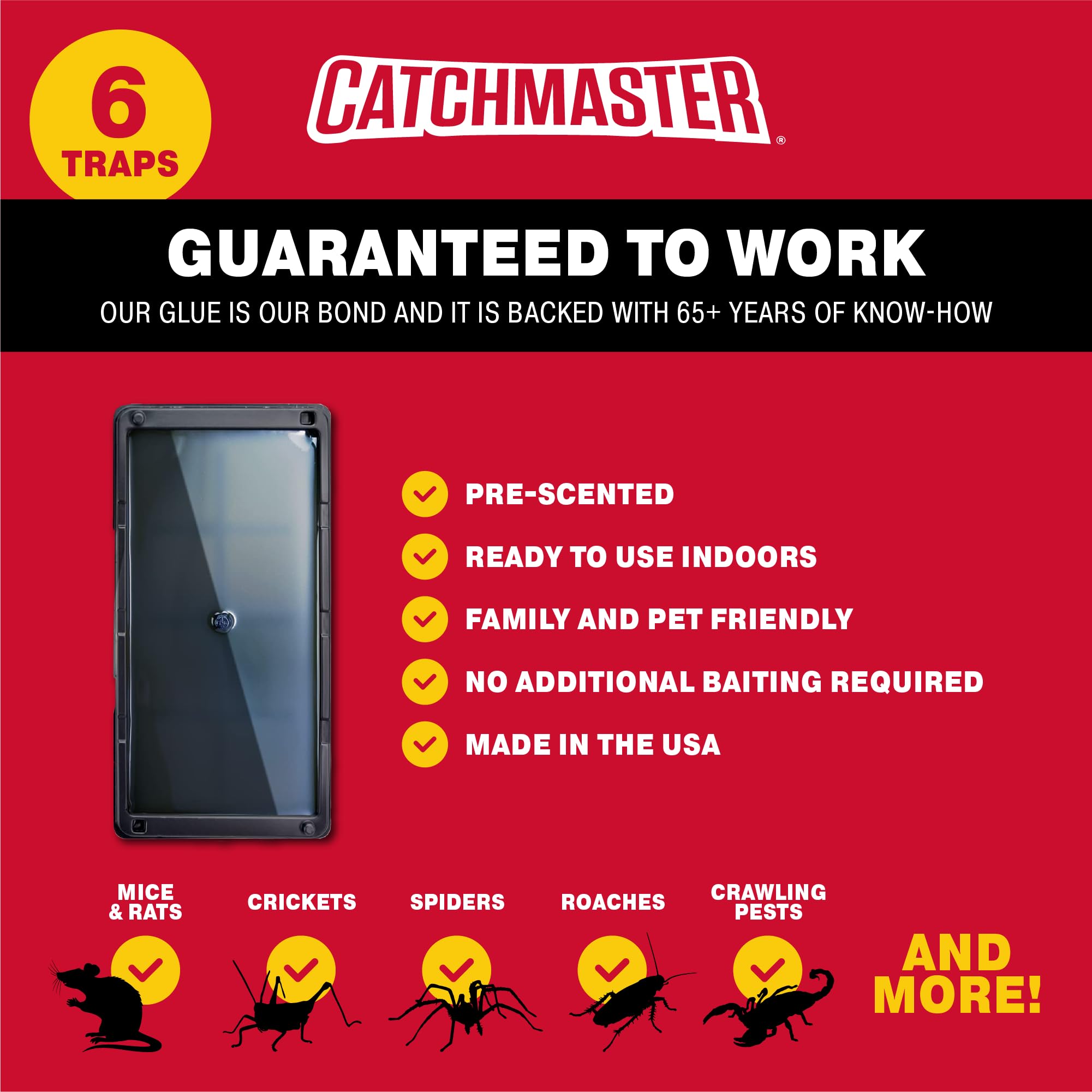 Catchmaster Mouse & Pest Glue Board Bundle, 36 Glue Boards & 6 Pack Large Glue Traps, Rat & Mouse Traps Indoor for Home, Pre-Scented Pest Control