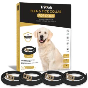 trioak 4 pack flea and tick collar for dogs, 8-month protection flea collar for dogs, flea tick collar for dogs, dog flea and tick collar -black