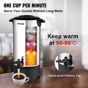 VEVOR Coffee Urn 50Cups/7.5qt, Coffee Maker Urn 1000W,Large Coffee Dispenser with Detachable Power Cord