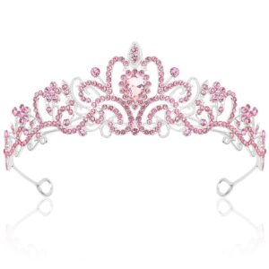 cieher pink tiara princess crown queen crown crystal crowns for women crown for birthday prom party halloween costume cosplay, princess party decorations