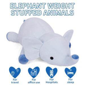 WeBingo 24" | 4.2 Pounds Blue Elephant Weighted Stuffed Animals - Cute Weighted Plush Toy Comfort Weighted Plush Pillow Gifts for Kids & Adults (24" | 4.2 lbs, Blue Elephant)