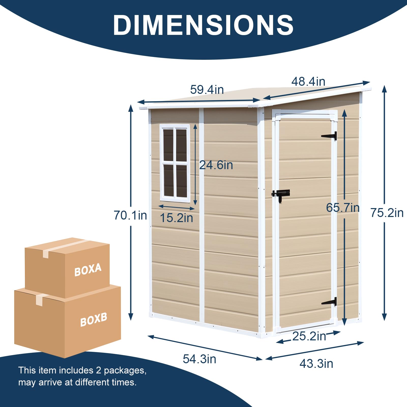 SELLERWE 5x4 FT Outdoor Storage Shed, Waterproof Resin Storage Shed with Floor & Window & Lockable Door, Tool Shed for Garden Patio, Backyard