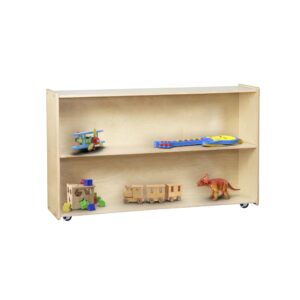 rri goods 2 shelf montessori horizontal bookcase with wheels (47" width) |bookshelf - toy storage organizer, arts, crafts & supplies storage unit for home, office, classroom, daycare